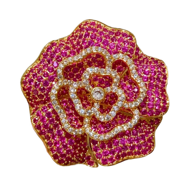New Trendy stylish Big Rhinestone Flower Brooches Sparkling Rose ...
