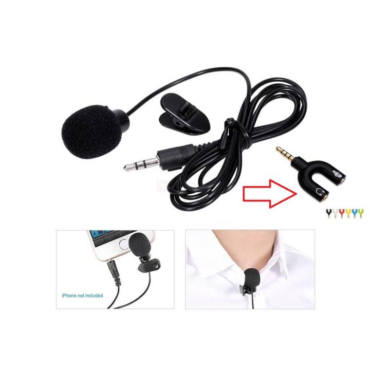 Yinwei YW-001 Mini Collar Microphone and Splitter 3.5mm Audio Converter Combo Pack- black ...
