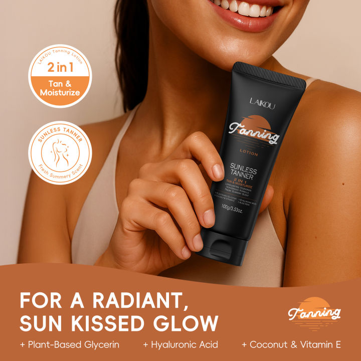 LAIKOU Tanning Lotion 2in1 Tan&Moisturizer Sunless Tanner 100g Long ...