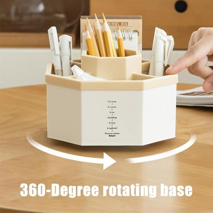 360 Rotating Pen Holder Desk Accessories Large Capacity Pencil Storage ...