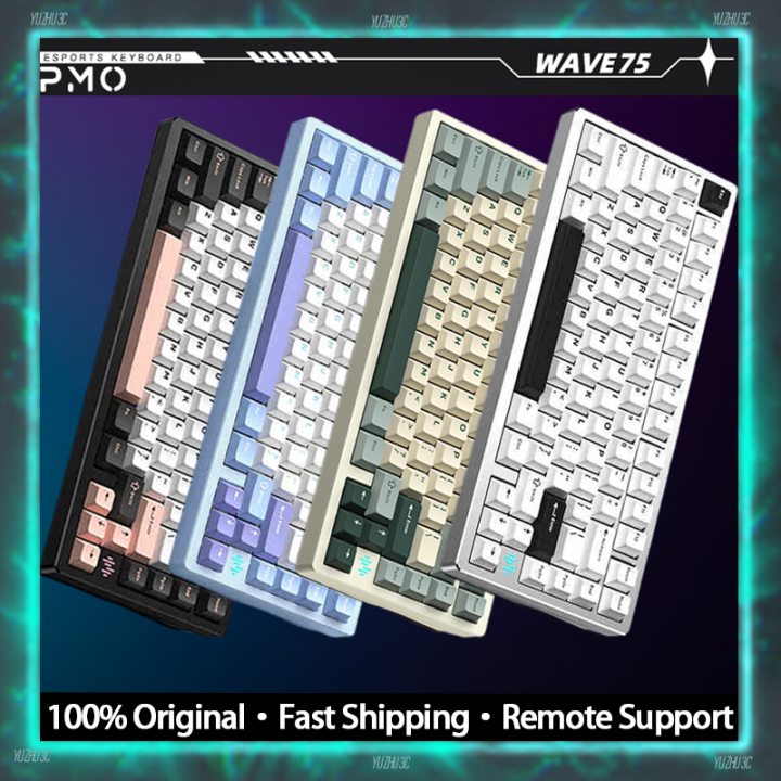 PMO Wave75 Mechanical Keyboard 8000mAh Custmoized Hot Swappable Hifi Switch CNC Aluminum BT 2.4G ...