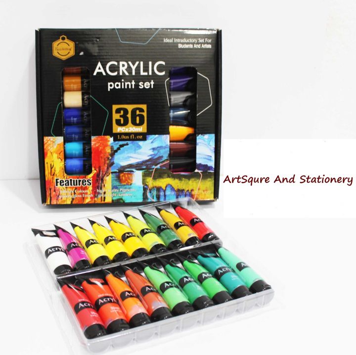 Keepsmiling 36 Acrylic Color Box 30Ml Tubes Paint Set For Professional ...