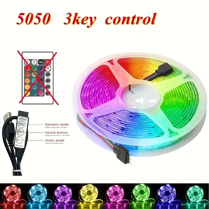 LED Strip Lights TV Background Lighting Colorful RGB 5050 USB 3keys ...