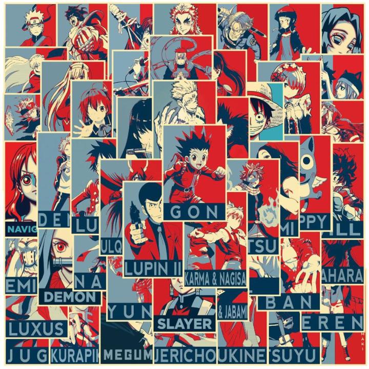25Pcs/Set Mixed Anime Random PVC Poster Type Mini Waterproof Random ...