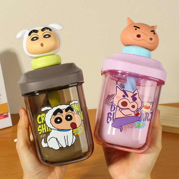 Portable Double-layer Crayon Shin-chan Mixing Cup Large Capacity ...