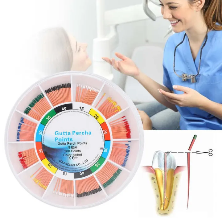 Gutta Percha Points 200pcs / box Dental Tips Endodontic Root Canal Fill ...
