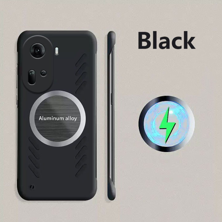 Biruiqu For OPPO Reno 11 5G Bezel-less Case Magnetic Attachment Slim ...