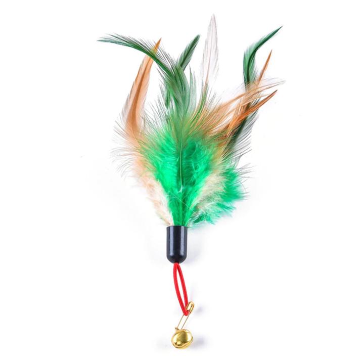 Pet Cat Feather Bell Play Stick Teaser Replace Head Scratch Interactive ...