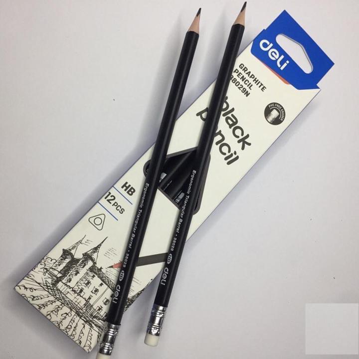 Deli 38029N Black Graphite Pencil (HB) - 12pcs | Daraz.com.bd