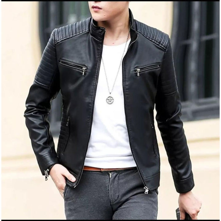 Black PU Leather Jacket For Men | Daraz.com.bd