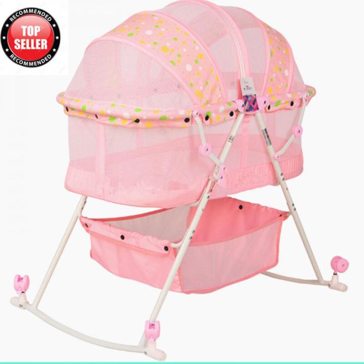 BaoBaoHao Baby Multi Function Foldable Rocking Bed-pink | Daraz.com.bd
