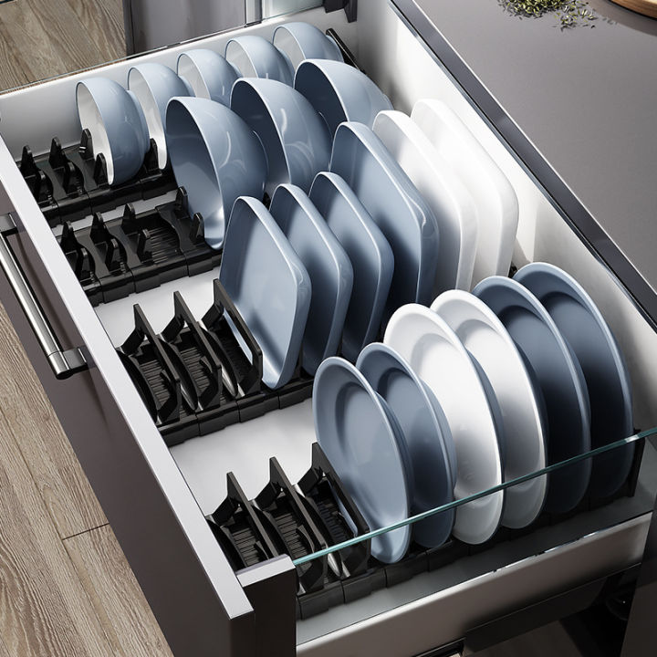 Under Cabinet Drawer Bowls Plate Storage Holder Retractable Countertop ...