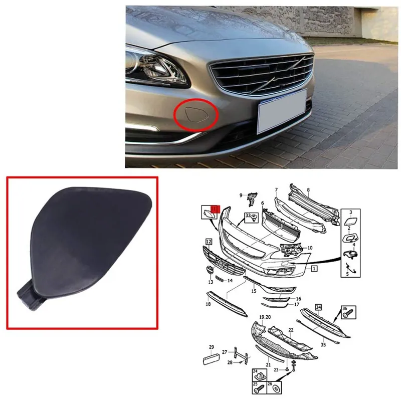 Volvo s60 front bumper tow hook cover store