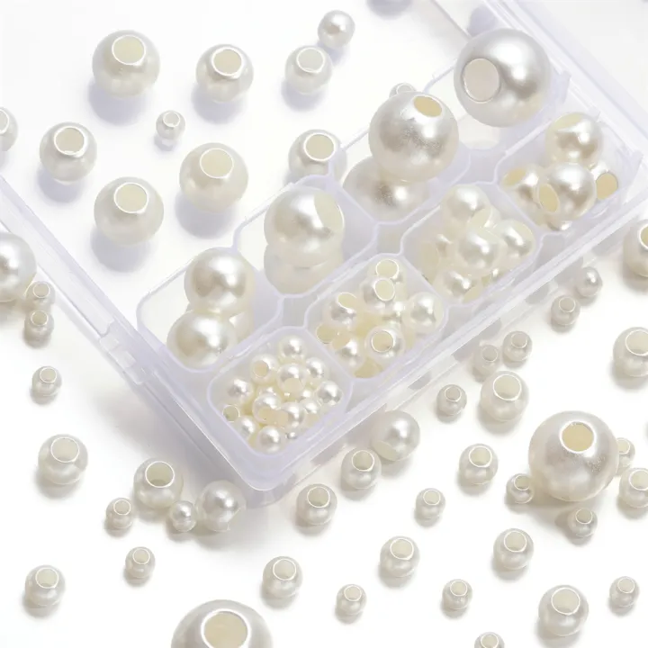 St.kunkka 300Pcs 6-20mm Beige Large Hole Pearl Beads Simulation Pearl ...