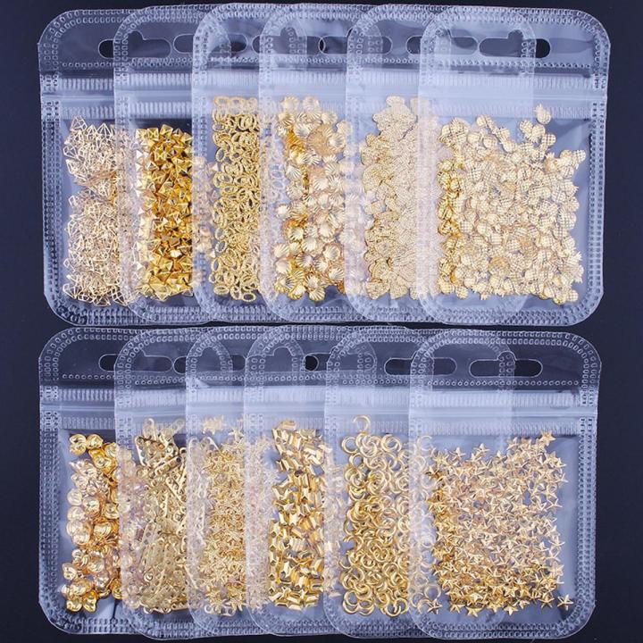 【happy one】MKHG 200X Gold Rivet Nail Studs Star/Moon/ Shell Square ...