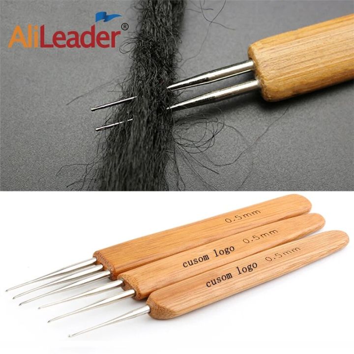 Alileader 0.75mm Double Head Dreadlock Wood Handle Crochet Needle Hook ...
