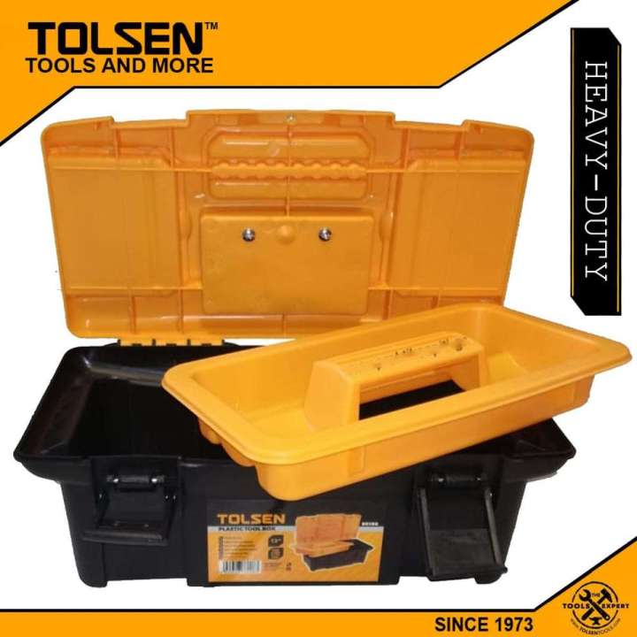 TOLSEN Heavy Duty Plastic Tool Box 13" (340x180x130mm) Ergonomic Design ...