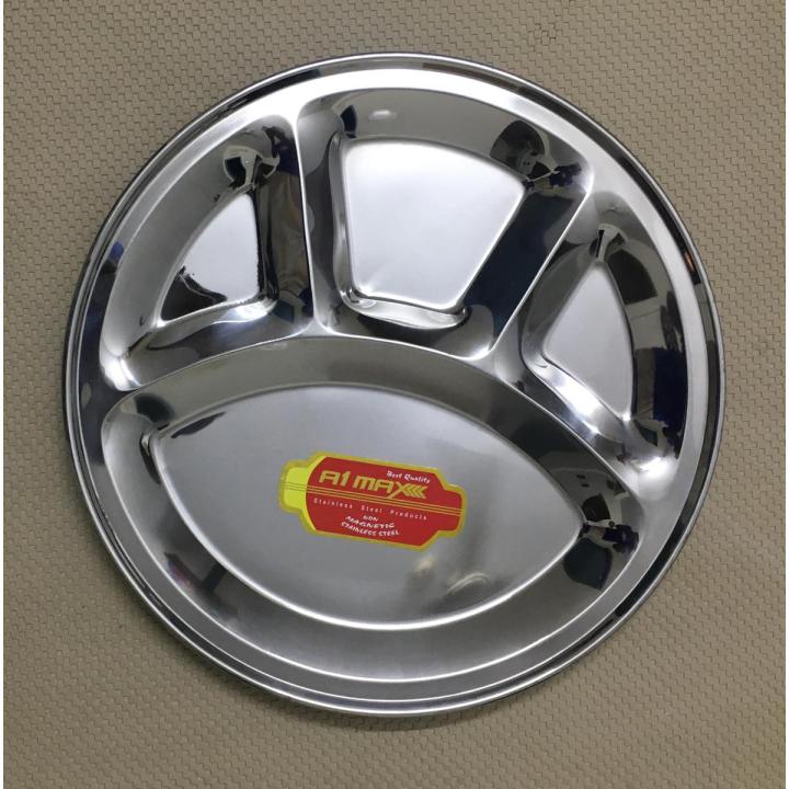 Stainless Steel Divided Plate 4 Section-(31 cm Round): Serve Meals with ...
