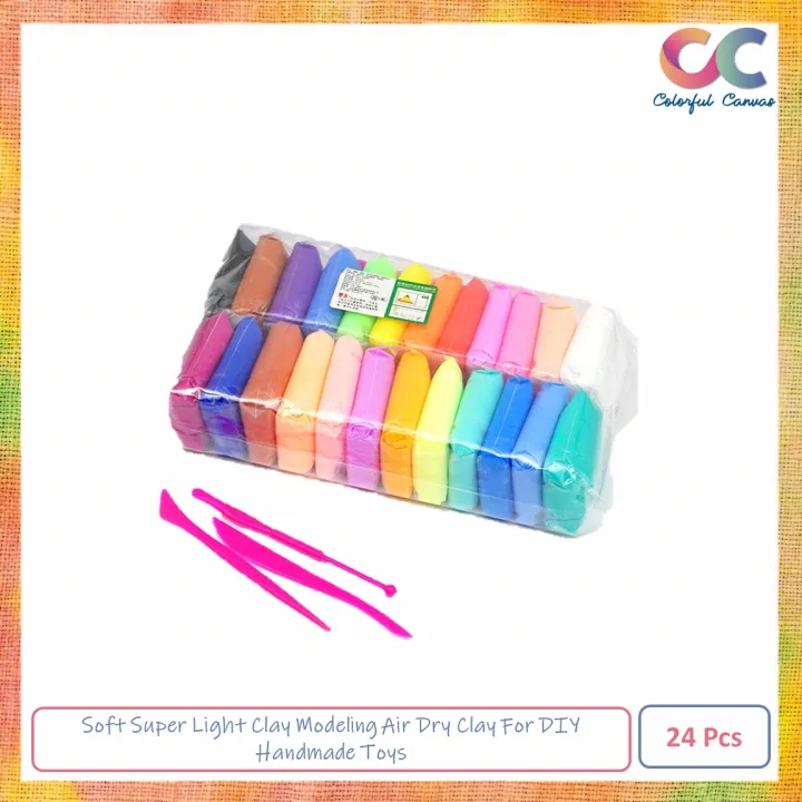 2 Set 12 Colors Soft Super Light Clay Modeling Air Dry Clay For DIY ...