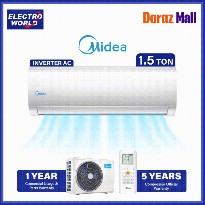 MIDEA INVERTER 1.5 TON AC Split Type Air Conditioner 10 YEAR COMPRESSOR ...
