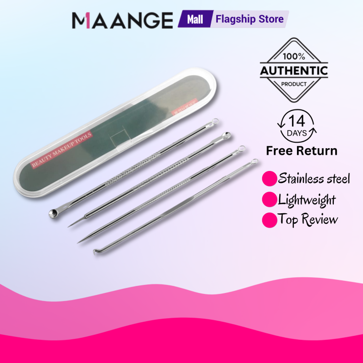 MAANGE 4 Pcs Set Stainless Steel Extractor Blackhead Remover Needles ...