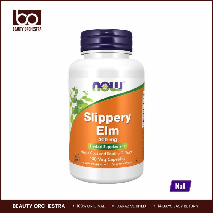 NOW Slippery Elm 400 mg 100 Veg Capsules | Daraz.com.bd