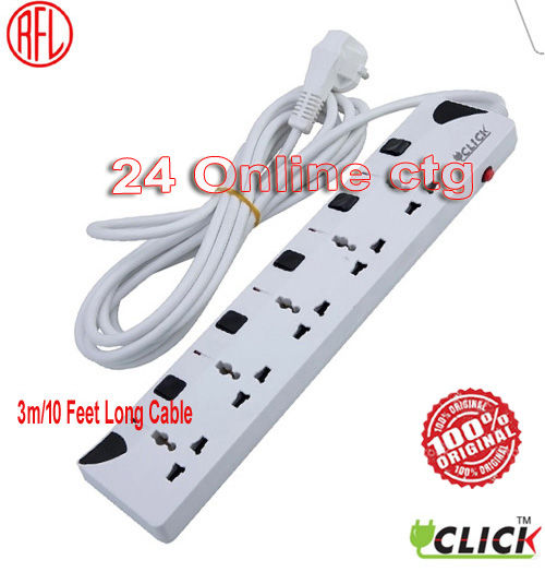 Click 5 port 10 feet Cable, Multi extension. | Daraz.com.bd