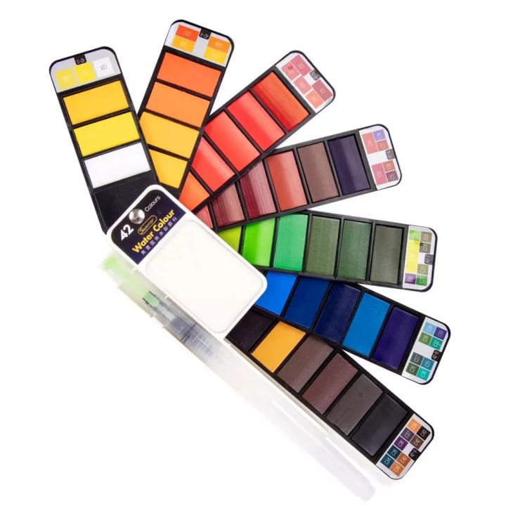 Superior Solid Water colour Cake pigmented 42 Color Set With Water ...