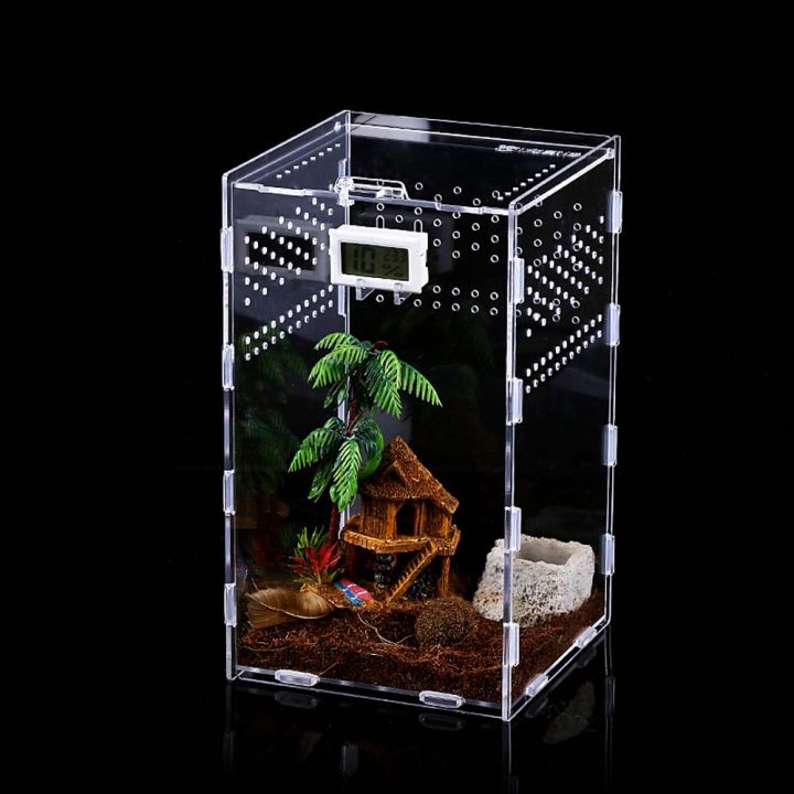 Acrylic Breathable Hatcher Feeding Box Insect Container Snakes Reptile ...