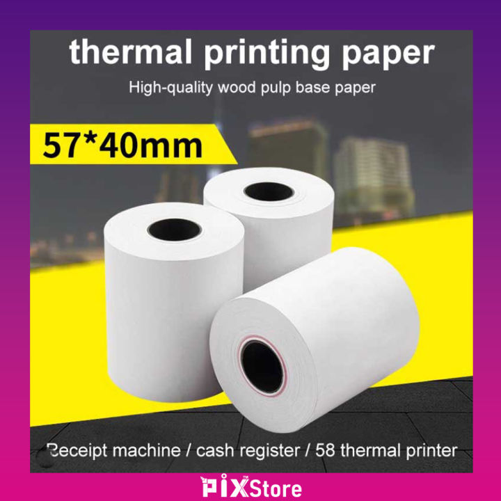 Pix 58x40mm Thermal Printer Paper, 3 Layer White Color Thermal Paper ...