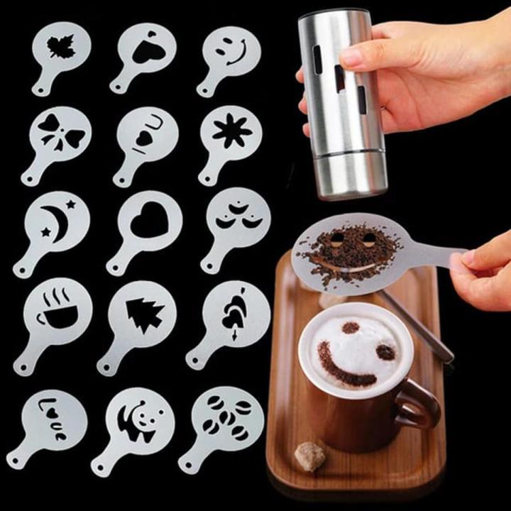 16pcs/Set Coffee Prinitng Mold DIY Plastic Coffee Foam Spray Template ...