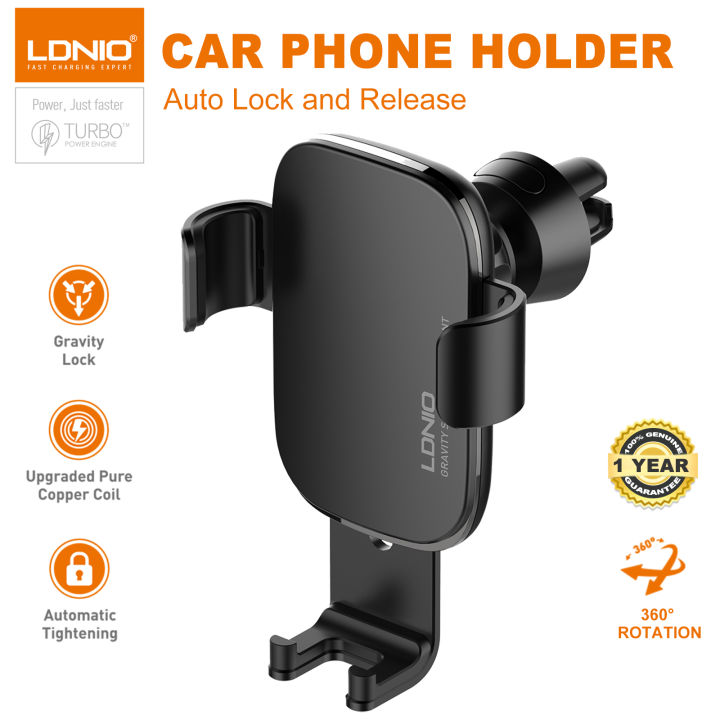 LDNIO Car Phone Holder, Auto Lock & Release Mobile Holder for Air Vent ...
