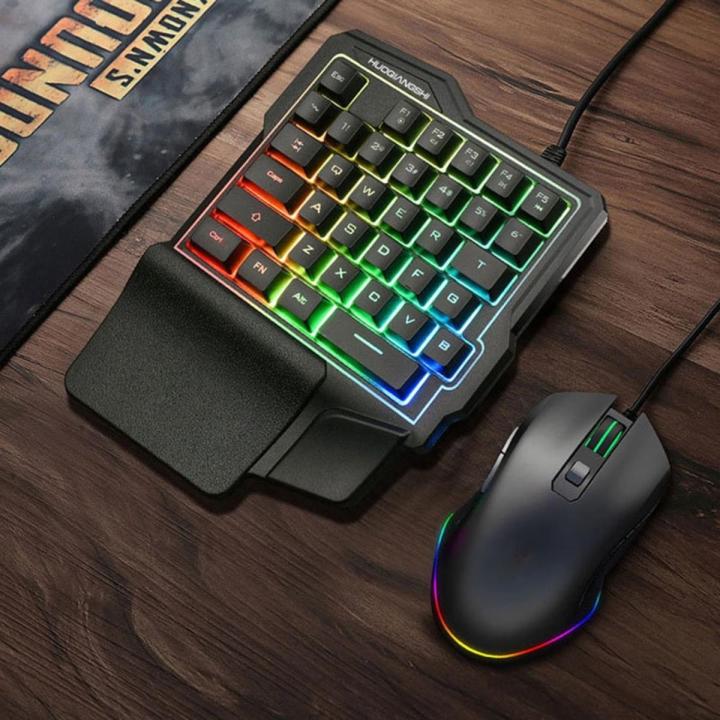 USB Keyboard One-Handed RGB 35 Keys Luminous Gaming Keyboards For ...