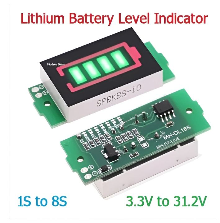 1S - 4S-8S Single 3V-32V Lithium Battery Capacity Indicator Module 4.2V ...