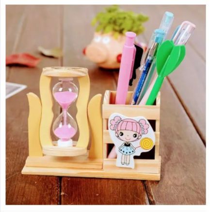 Pen Stand with Hourglass Singel Timer Clock/Pen Holder for Home ...