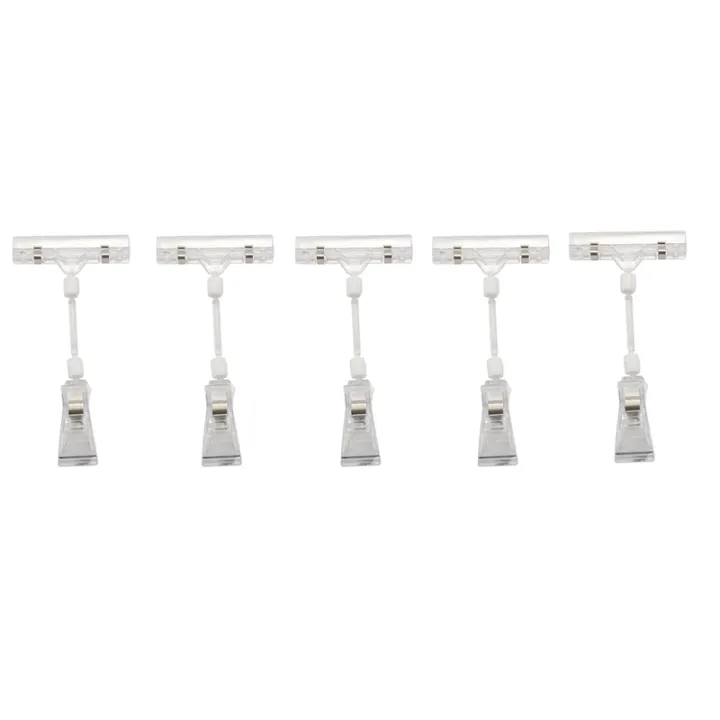 5 Pcs 6.5 inch Height Transparent Plastic Double Clips Adjustable Pop ...