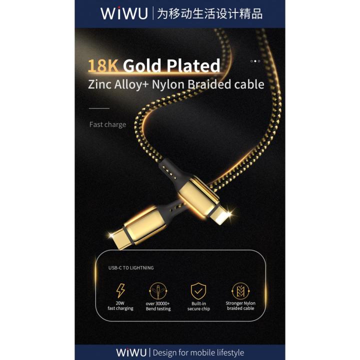 WIWU GD-101 USB TO TYPE-C 18K GOLDEN 20W DATA CABLE 3M | Daraz.com.bd