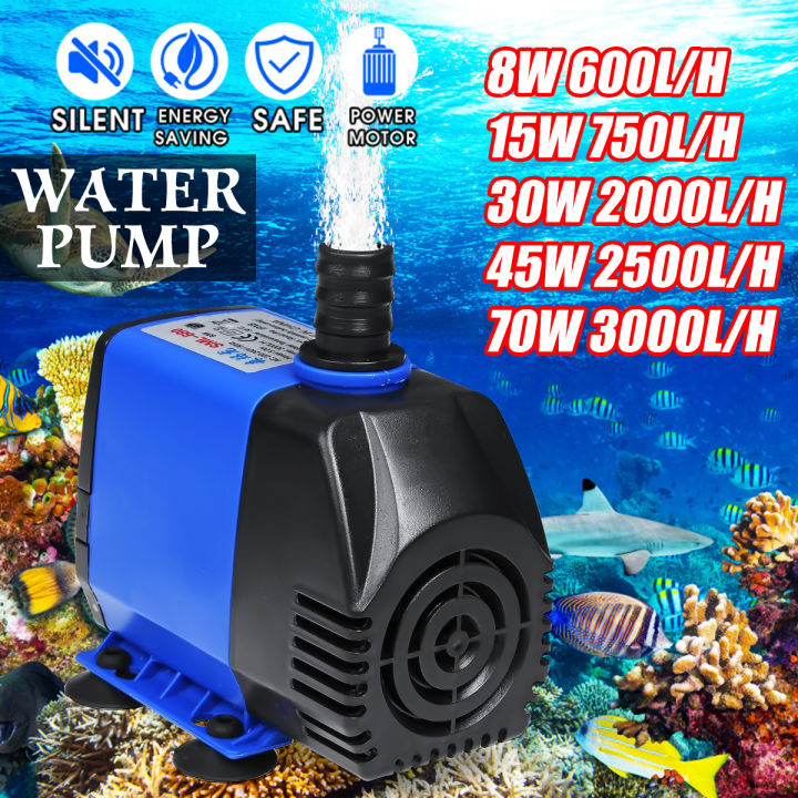 8W/15W/30W/45W/70W 220V 3000L/h 3M Head Submersible Water For Aquarium ...