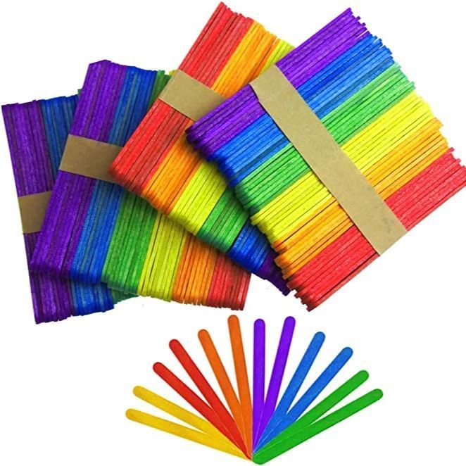 Colored Popsicle Sticks for Crafts, 4.5 Inch Colored Wooden Craft ...