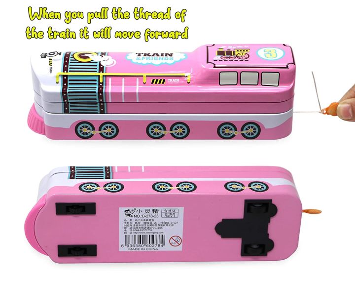 Double Decar Train Engine Style Two Layer Metal Pencil Box, Pencil Case ...