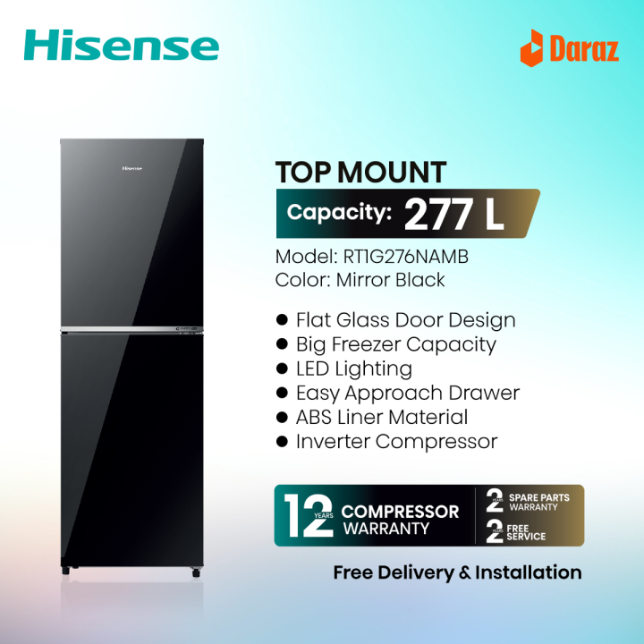 Hisense 277L TMF Inverter Glass Door Refrigerator RT1G276NAMB/BD3 ...
