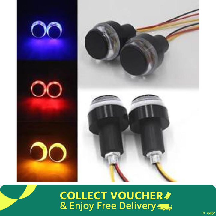 Motorcycle Turn Signal Light Bike handle End LED Handlebar Gutli light ...