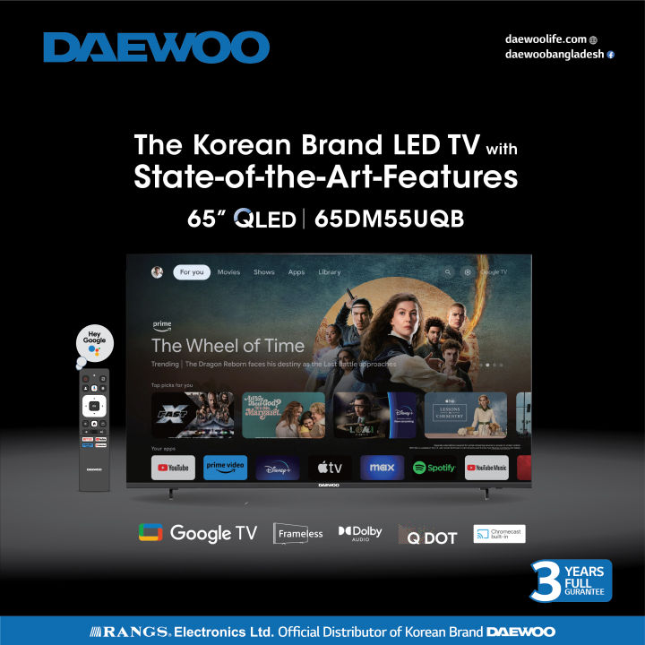 DAEWOO 65 Inch 4K QLED Google TV | Daraz.com.bd
