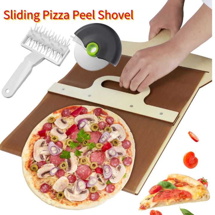 Wooden Sliding Pizza Peel Shovel Removable Handle Pizza Spatula ...
