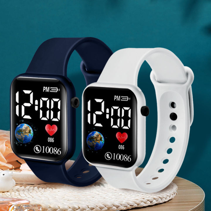 Tik Tok Face Single New Fashion Earth LED Student Electronic Watch ...