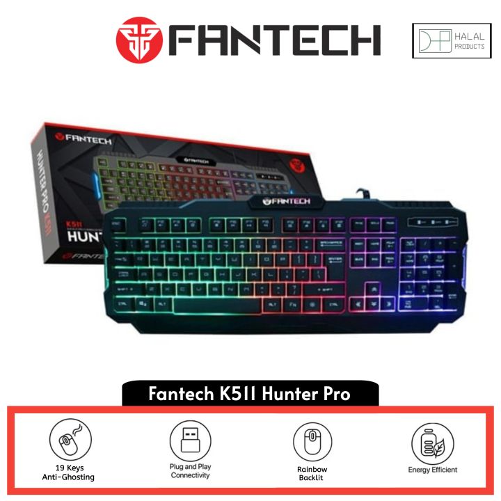 Fantech K511 Hunter Pro Gaming Keyboard – RGB Backlit | 104 Keys | Anti ...