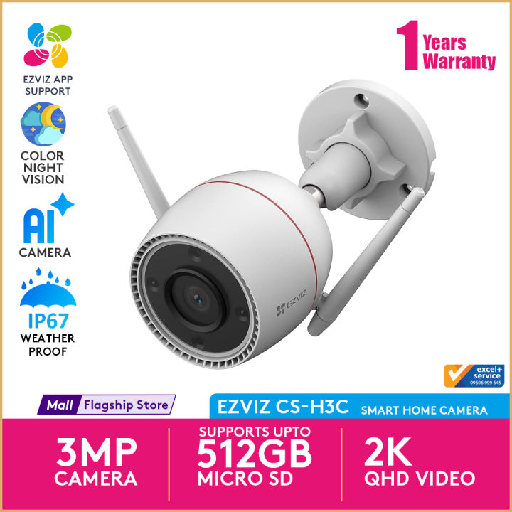 EZVIZ CS-H3C 3MP 2K Outdoor Wi-Fi IP Cameras for Home Security, WiFi Surveillance Camera, Color ...
