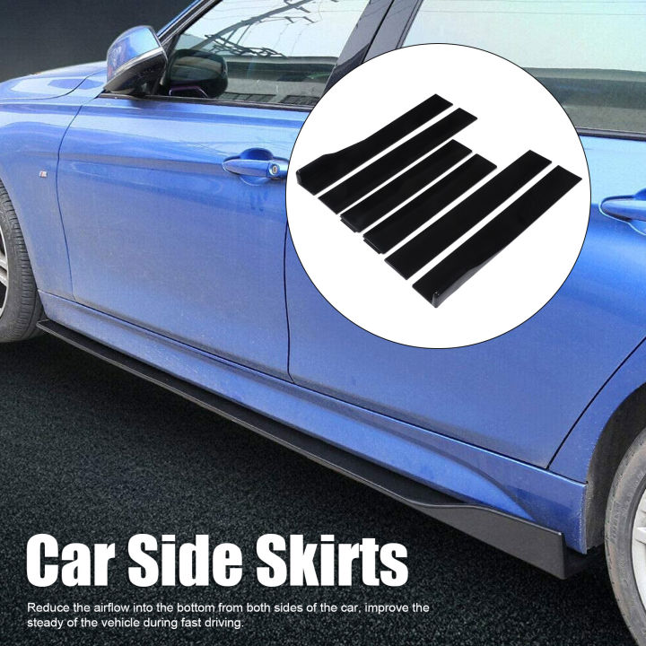 Car Side Skirts 2.2m Glossy Black Rocker Panel Exterior Lower Side ...