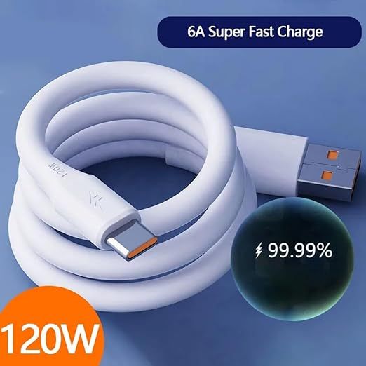 120W Fast Mobile Data Cable, 6A Type-C Fast Charging Cable, 100% Pure ...