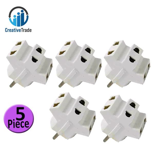 Bundle of 5 Pieces 3 Way 2 Pin Socket Adapter For Travel | Daraz.com.bd